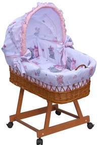 Scarlett Proutěný košík na miminko s boudičkou Pupis - růžová