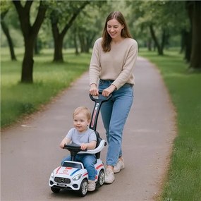 Dětské odrážedlo se zvukem a vodící tyčí Baby Mix AMBULANCE bílé