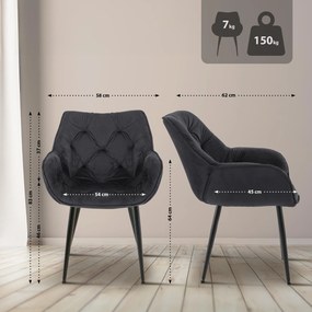 Sada 2 ks židle Tanna samet – černá