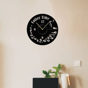 dřevo života Nástěnné hodiny COFFEE TIME Zvolte barvu dekoru: Černá, Zvolte velikost hodin (cm): 50x50