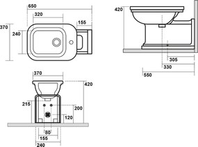 Kerasan WALDORF retro bidet 37x65cm, bílá 4120K1
