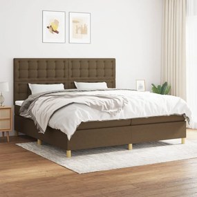 Box spring postel s matrací tmavě hnědá 200x200 cm textil 3142684
