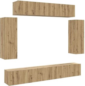 Sada 6 kusů nástěnné TV skříňka dub artisan kompozitní dřevo 3329002