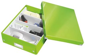 Zelený kartonový úložný box s víkem 28x37x10 cm Click&amp;Store – Leitz