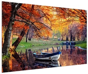 Podzimní obraz loďky (120x80 cm)