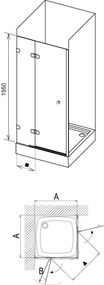 Ravak Sprchové dveře dvoudílné,     BSD2-90 P TRANSPARENT   0UP7AA00Z1 BSD2-90 P TRANSPARENT