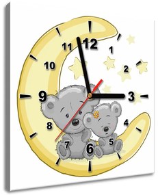Gario Obraz s hodinami Roztomilí medvídci na měsíci Rozměry: 30 x 30 cm