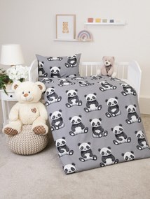 MK Lůžkoviny Bavlněné povlečení Renforcé do postýlky - Panda 100 × 135 cm, 40 x 60 cm
