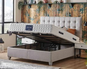 Čalouněná postel ASTRA s matrací - šedá 90 × 200 cm
