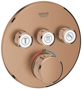 GROHE Grotherm SmartControl - Termostat pro podomítkovou instalaci se 3 ventily, kartáčovaný Warm Sunset 29121DL0