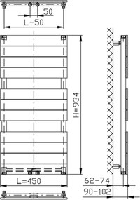 Aqualine BONDI 450 x 934 mm DC405T otopné těleso Antracit