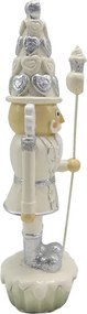 Béžová dekorace socha Louskáček s muffinky - 5*5*16 cm