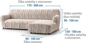 Bielastické potahy OCEANO NOVÉ béžové sedačka s otomanem vpravo (š. 170 - 300 cm)