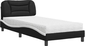 Postel s matrací Hvar černá a bílá 90 x 200 cm umělá kůže 3208701
