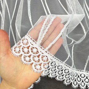 Vitrážová žakárová záclona bílá s krajkou 7505 Ervi(různé velikosti)