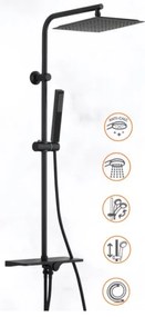 Invena Svart Basic, sprchový sloup s dešťovou a ruční hlavicí, černá matná, INV-AU-85-D04-X