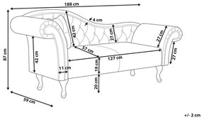 Sametová levostranná lenoška béžová LATTES Beliani