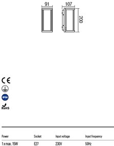 Redo Venkovní nástěnné svítidlo VITRA v:200mm Barva: Bílá