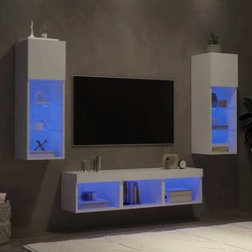 vidaXL 5dílná obývací stěna s LED kompozitní dřevo [3216597] Barva: Bílá