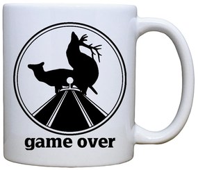 Super plecháček Vtipný keramický hrnek s potiskem game over Objem a motiv: 320 ml bílý uvnitř