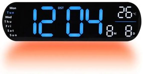JVD Digitální černé nástěnné hodiny s LED modrými číslicemi JVD DH5502.1