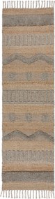 Flair Rugs, Běhoun Jubilant Medina Jute Natural/Grey, 60x230, béžová, ložnice