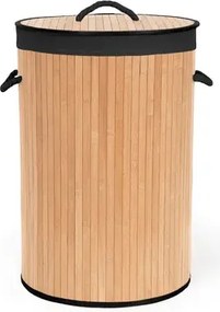 Compactor Bamboo černá / Bambusový koš na prádlo s víkem / kulatý / 75