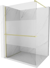 Mexen Kioto+, sprchová zástěna Walk-In s poličkou a věšákem 80 x 200 cm, 8mm čiré sklo-námraza, zlatý matný profil, 800-080-121-55-35