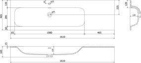 Mexen Rivel, koupelnová skříňka 160 cm s umyvadlem Vela levá, 1S, 1D, drážkovaná, grafitová matná/bílá matná, 91A23-16047-3-BBFF66-W23L01