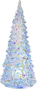 CRYSTAL LED Jedle skleněná 28 cm - stříbrná