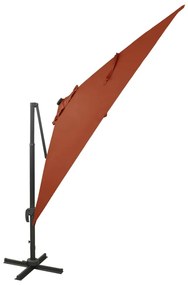 vidaXL Konzolový slunečník s tyčí a LED světly terakota 300 cm