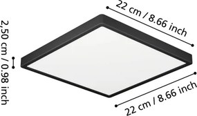 Eglo 901329 - LED Koup. stropní svítidlo FUEVA LED/10,5W/230V 22x22cm IP44 černá