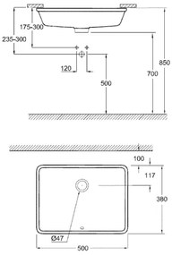 GROHE 3948000H - Umyvadlo CUBE CERAMIC 492 × 370 mm keramika/bílá
