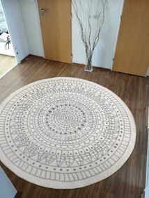 Hanse Home, Kusový koberec Twin-Wendeteppiche 103143 creme grau kruh – na ven i na doma, 200x200 (průměr) kruh, šedá, chodba / předsíň