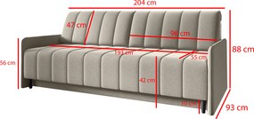 Eka Pohovka SATIRA, 207 cm Barva látky: Šedá (Amon 11)