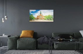 Obraz na skle Katedrála Krakow 125x50 cm