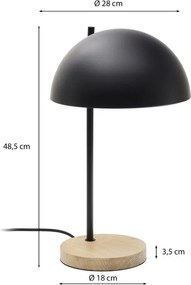 Černá/v přírodní barvě stolní lampa s kovovým stínidlem (výška 48,5 cm) Catlar – Kave Home