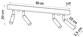 Bodové svítidlo Eyetech, 4x černé kovové stínítko, (možnost polohování)