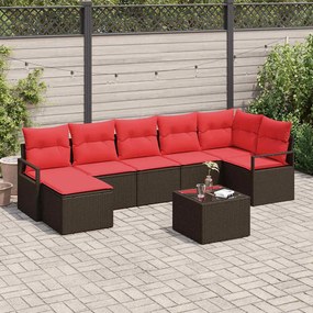 Set pohovek 8 ks Hnědá a červená polyratan 3355153