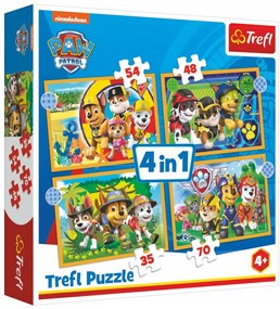Puzzle 4v1 Prázdniny Tlapková Patrola/Paw Patrol 28,5x20,5cm v krabici 28x28x6cm