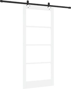 Posuvné dveře Bílá 93 x 211 cm Masivní borové dřevo a sklo 3332318