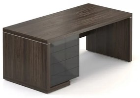 Stůl Lineart 180 x 85 cm + levý kontejner a krycí panel / Jilm tmavý a antracit
