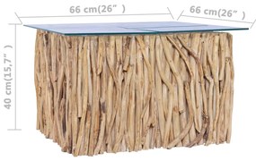 vidaXL Marketos Konferenční stolek skleněná deska 66 x 66 x 40 cm masivní teak