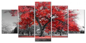 Pětidílný obraz červená krajina + háčky, hřebíčky ZDARMA Velikost (šířka x výška): 150x80 cm