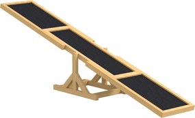 PawHut houpačka pro psy, dřevěná houpačka pro agility, protiskluzová rampa pro psy do 30 kg, pro rovnováhu, 180 x 30 x 30 cm Žlutá barva