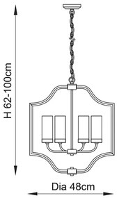 Endon 81914 - Lustr na řetězu EDREA 4xE14/6W/230V mosaz
