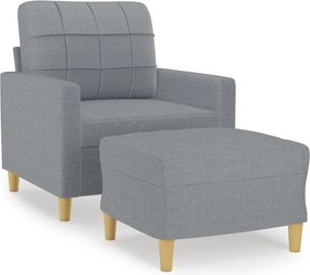Křeslo s podnožkou světle šedé 60 cm textil 3200993