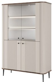 Vitrína Vesper 103 cm - kašmír / ořech / černé nohy