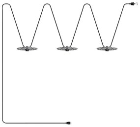 creative cables Světelný řetěz LUMET 'maioliche', textilní kabel od 10m délky, 3x objímky a stínidla, háček a zástrčka Barva: Černo-bílá
