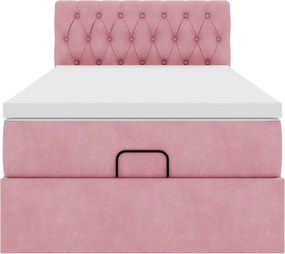 Osmanská postel s matrací &amp; LED růžová 80x200cm samet 3312661
